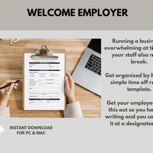 Fillable Employee Time Off Request Form Printable HR Template For Businesses Offices HR