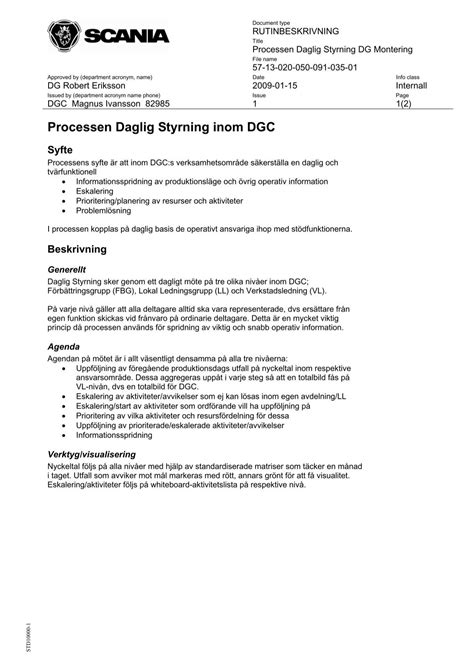 Processen Daglig Styrning Inom Dgc Pdf