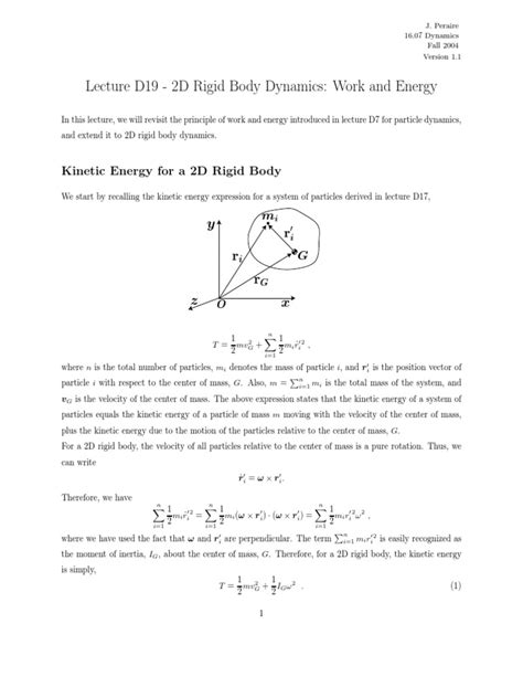2d rigid body dynamics work and energy pdf kinetic energy force