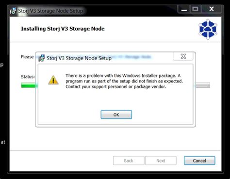 storj v3 storage node setup installer problem troubleshooting storj