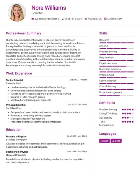 Scientist Cv Example For 2024 Proven Tips And Templates Cvdesignerai