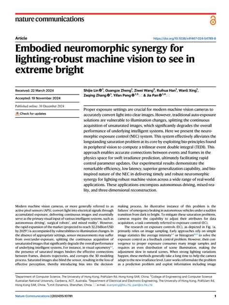Pdf Embodied Neuromorphic Synergy For Lighting Robust Machine Vision To See In Extreme Bright