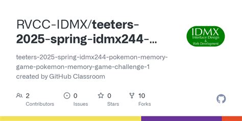 Github Rvcc Idmxteeters 2025 Spring Idmx244 Pokemon Memory Game
