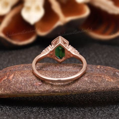 Antique Emerald Engagement Ring Hexagon Emerald Wedding Ring Etsy