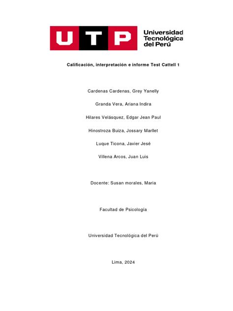 S03 Informe De Test Cattell 1 Pdf Sicología Ciencias Del Comportamiento