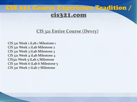 Ppt Cis 321 Course Experience Tradition Powerpoint