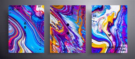 추상 아크릴 포스터 유체 아트 벡터 텍스처 세트 디자인 커버 포스터 브로셔 등에 사용할 수 있는 트렌디한 배경 블루 핑크 옐로우 화이트 유니버설 트렌디 한 페인팅 배경