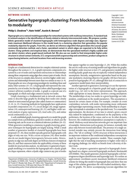 2021generative Hypergraph Clustering Pdf Cluster Analysis Vertex