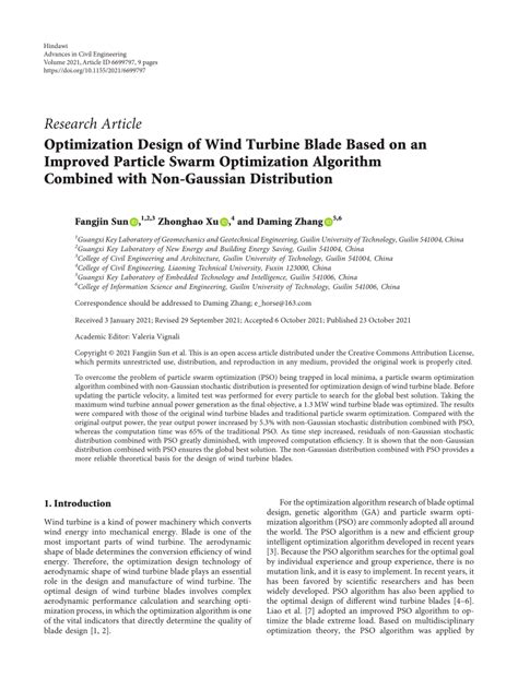 Pdf Optimization Design Of Wind Turbine Blade Based On An Improved Particle Swarm Optimization