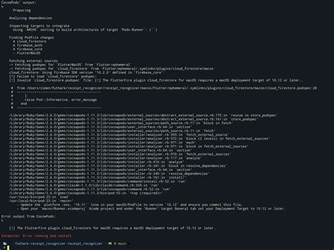 Flutterfire Plugin Cloudfirestore For Macos Requires A Macos Deployment Target Of 1012 Or
