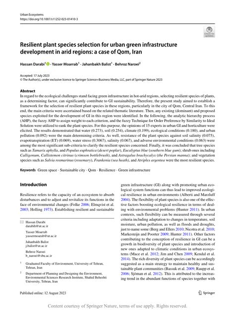 Resilient Plant Species Selection For Urban Green Infrastructure
