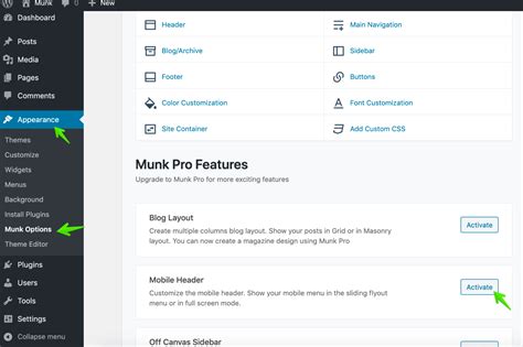 Mobile Header Overview WP Munk
