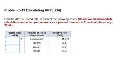 Solved Problem Calculating APR LO Find The APR Or Chegg Com