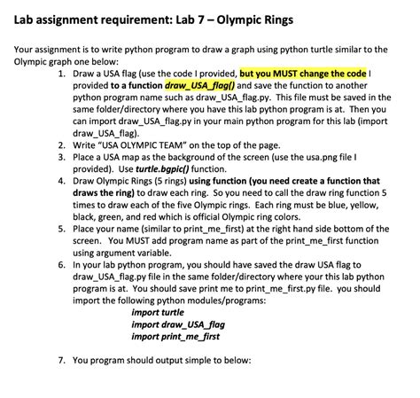 Assignment Requirement Lab 7 Olympic Rings Chegg