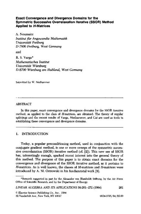 Pdf Exact Convergence And Divergence Domains For The Symmetric
