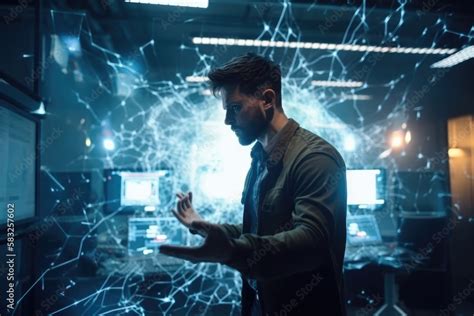 Ai Breaks Out And Infects Man Ai Becomes Alive Created With Generative Ai Stock Illustration