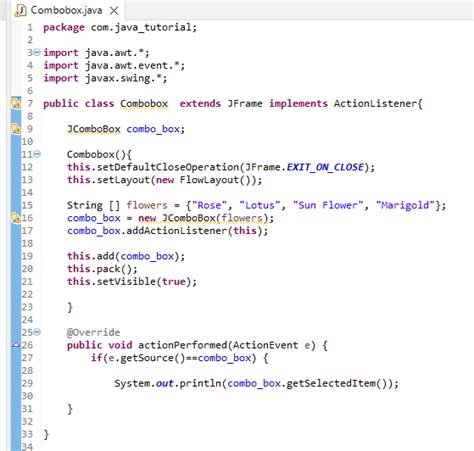 Create Combobox In Java Important Concept