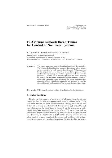 Pdf Pid Neural Network Based Tuning For Control Of Non Linear Systems
