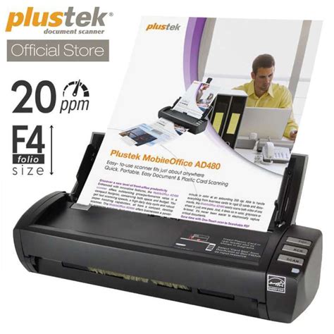 Jual Plustek Scanner Mobileoffice Ad480 Folio F4 20 Ppm Adf Otomatis Di Seller Scanner