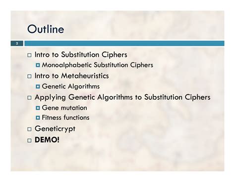 Breaking Monoalphabetic Substitution Ciphers Using Generic Algorithms Speaker Deck