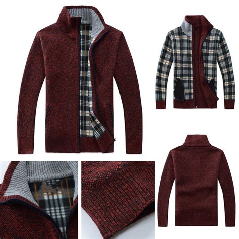 Купити Чоловічі повсякденні светри Пальто Зимовий модний кардиган з високими комірами і кишенями