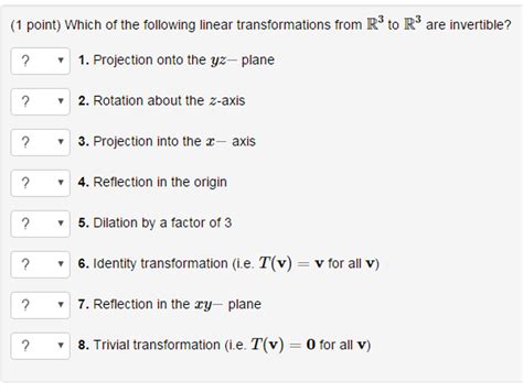 solved which of the following linear transformations from