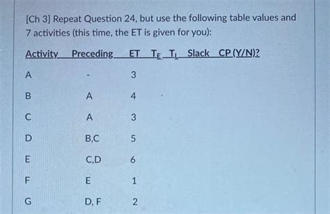 [ch 3] repeat question 24 but use the following