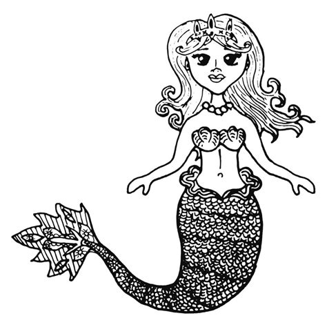 Dibujo Vintage De Sirena En Blanco Y Negro Sirena Ilustración