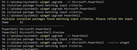 No Installed Package Found Matching Input Criteria When Attempting To Update · Issue 2686