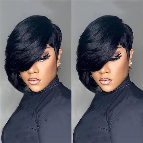 Vrz Pixie Cut Wigs For Black Women Side Part Chic Elegent