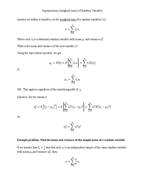 Example Problem Find The Mean And Variance Of The Sample Mean Of A