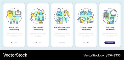 Leadership Styles Onboarding Mobile App Screen Vector Image