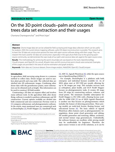 Pdf On The 3d Point Cloudspalm And Coconut Trees Data Set Extraction And Their Usages