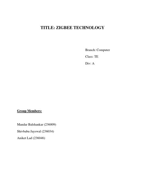 Title Zigbee Technology Branch Computer Class Te Div A Pdf Wi