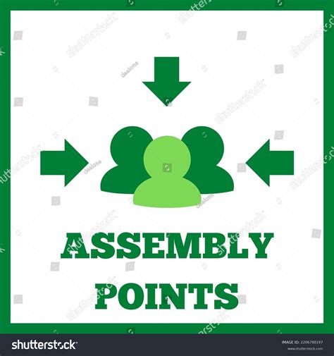 Signs Assembly Points Evacuation Pathway Stock Illustration 2206788197