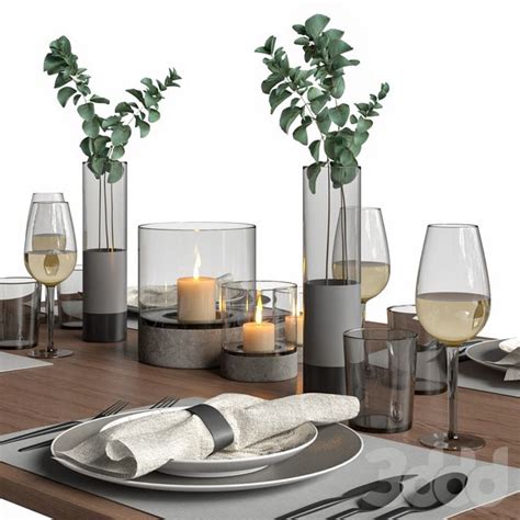 Сервировка стола с эвкалиптом Сервировка стола Украшения для стола Стол