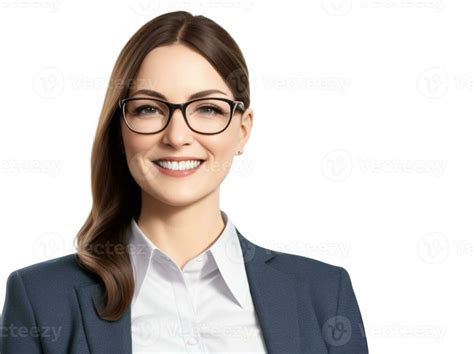 Ai Generated Closeup Portrait Of Happy Beautiful Business Woman Wearing Glasses Standing And