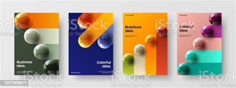 추상 커버 디자인 벡터 일러스트 어드어 밝은 3d 공 소책자 컨셉 세트 개념에 대한 스톡 벡터 아트 및 기타 이미지 개념
