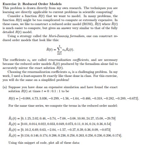Exercise 2 Reduced Order Models This Problem Is