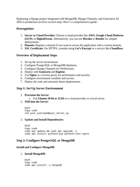 Deploying A Django Project Integrated With Mongodb Pdf Postgre Sql Mongo Db
