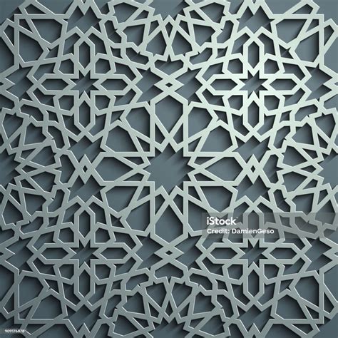 이슬람 장식 벡터 페르시아어 장식입니다 3d 라마단 이슬람 라운드 패턴 요소입니다 기하학적 원형 장식 아랍어 기호 벡터입니다 파란색 배경 0명에 대한 스톡 벡터 아트 및