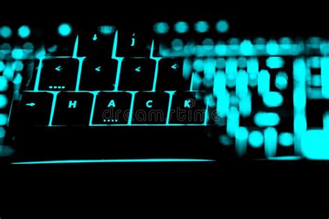 Hack Text On The Illuminated Buttons Of The Keyboard Stock Image