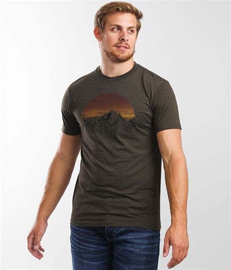 Tentree Vintage Sunset T Shirt Mens T Shirts In Black Olive Green