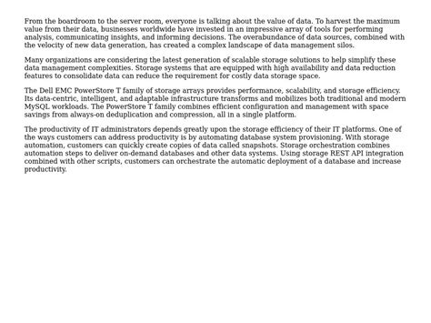 Executive Summary Design Guide — Mysql Innodb Cluster On Dell Emc Powerstore T Dell