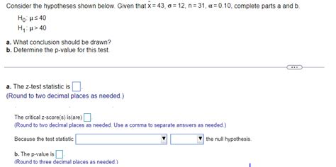 Solved Consider The Hypotheses Shown Below Given That Chegg