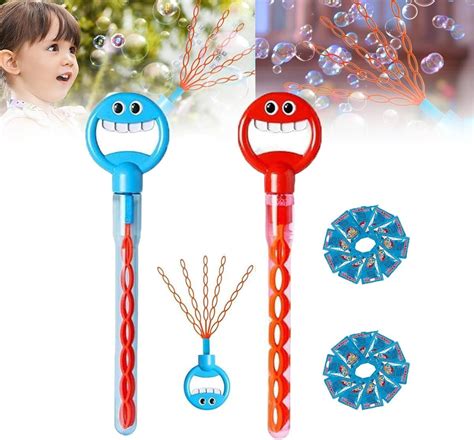 Xiop 32 Hole Smiling Face Bubble Stick With Bubbles Refill 5 Claw