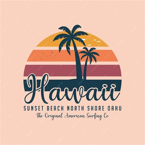Premium Vector Hawaii Sunset Summer Beach Surfing Tshirt Graphics