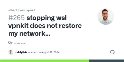 Stopping Wsl Vpnkit Does Not Restore My Network Configuration · Issue 265 · Sakai135wsl Vpnkit