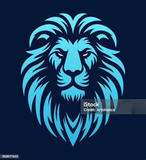 사자 얼굴 정면도 로고 타입 라인 아트 Eps 10 벡터 아트 이미지 일러스트 갈기 머리 비즈니스 회사 로고 디자인 및 브랜드
