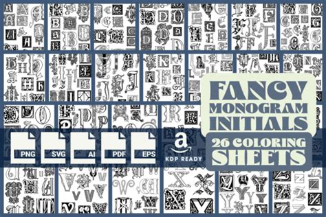 Fancy Monogram Initials Coloring Vol I Graphic By The Tenacious Type Studio · Creative Fabrica Fancy Monogram Initials Coloring Vol I Graphic By The Tenacious Type Studio · Creative Fabrica